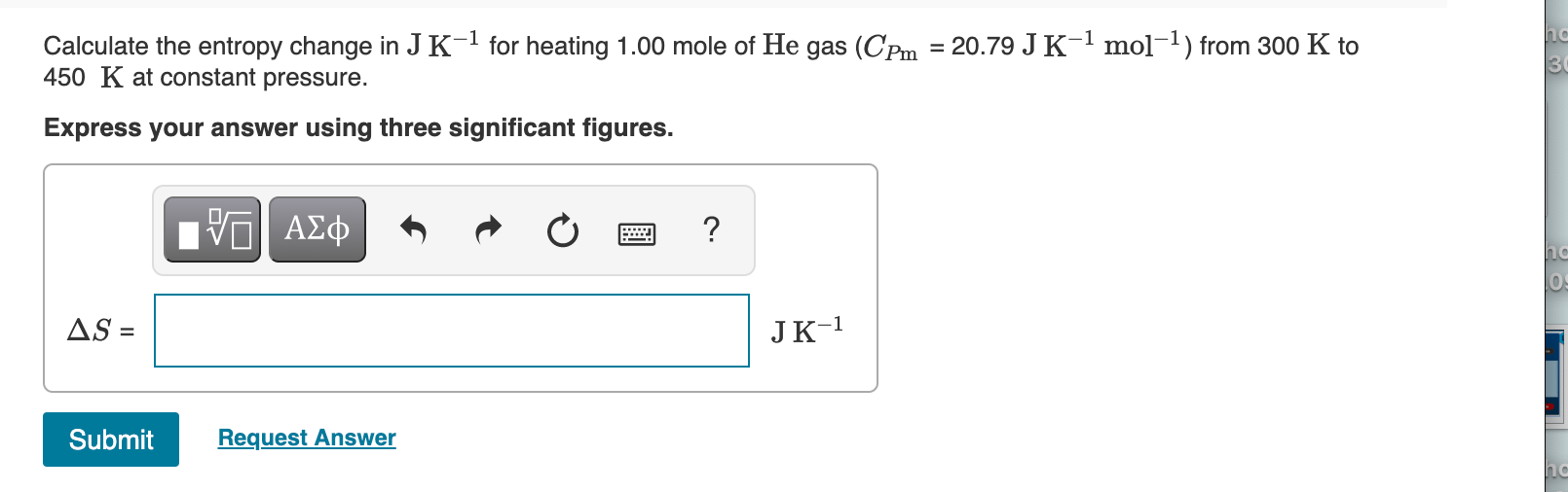 Solved na Calculate the entropy change in JK-1 for heating | Chegg.com
