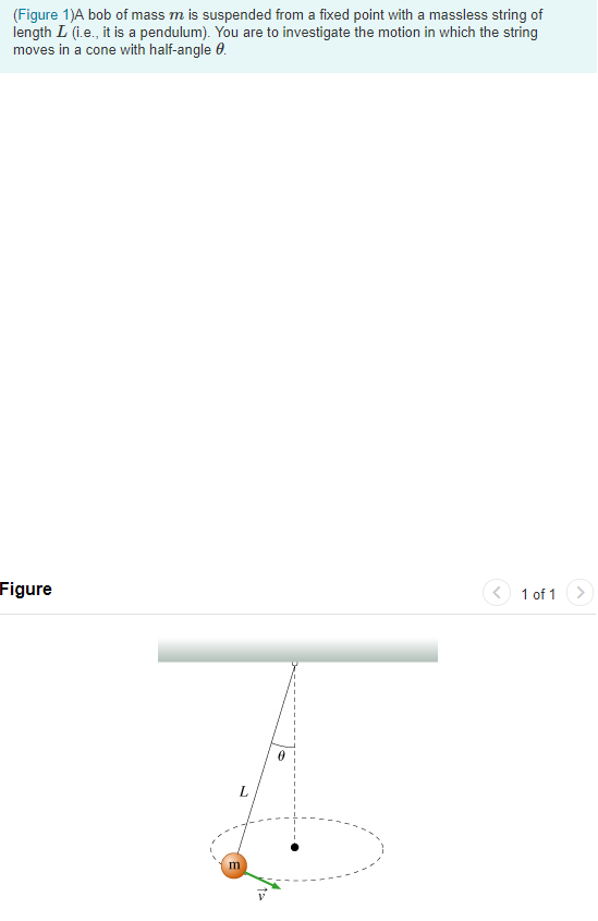 Solved (Figure 1)A bob of mass m is suspended from a fixed | Chegg.com