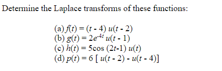 Solved Determine the Laplace transforms of these functions: | Chegg.com