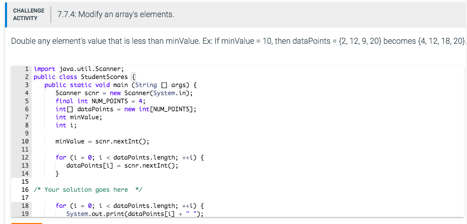 Solved CHALLENGE ACTIVITY 7.7.4: Modify an array's elements | Chegg.com