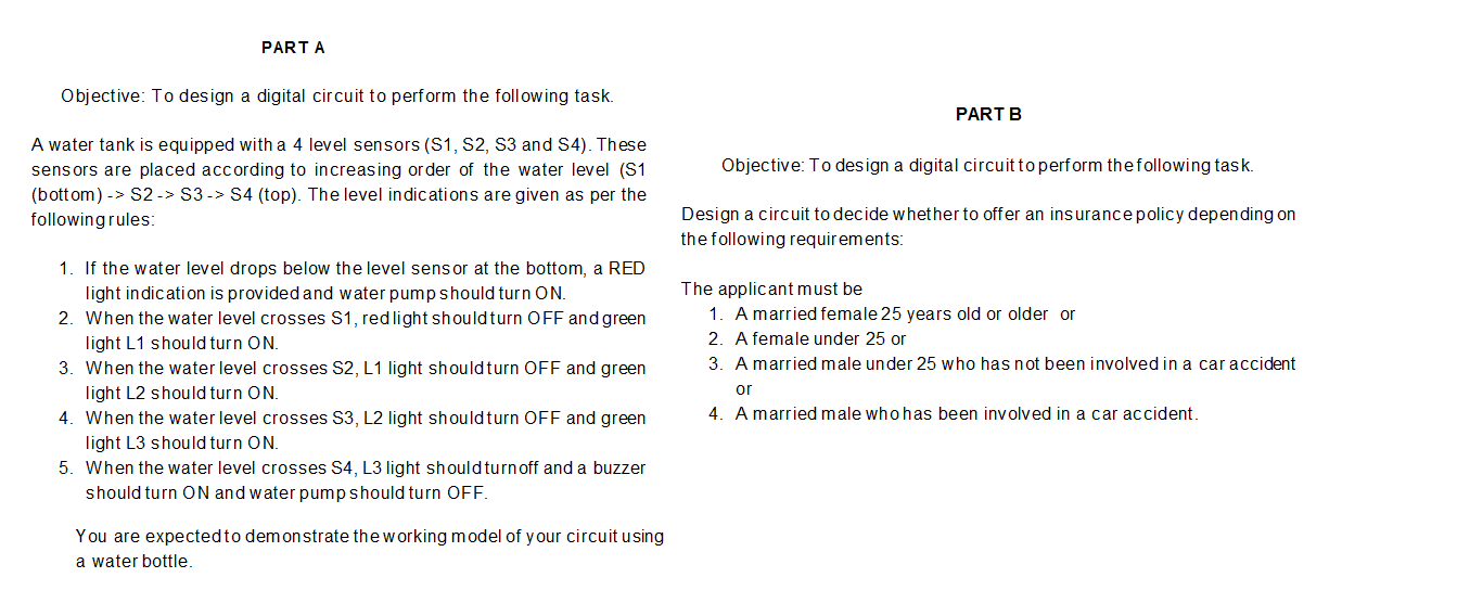 Solved PARTA Objective: To design a digital circuit to | Chegg.com