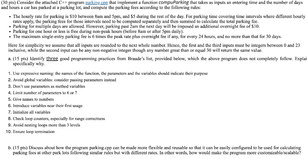 ( 30 pts) Consider the attached C++ program | Chegg.com