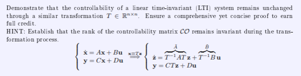 Solved Demonstrate That The Controllability Of A Linear