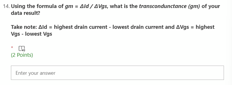 Solved 5. Plot Id vs. Vgs to show the characteristic curve | Chegg.com