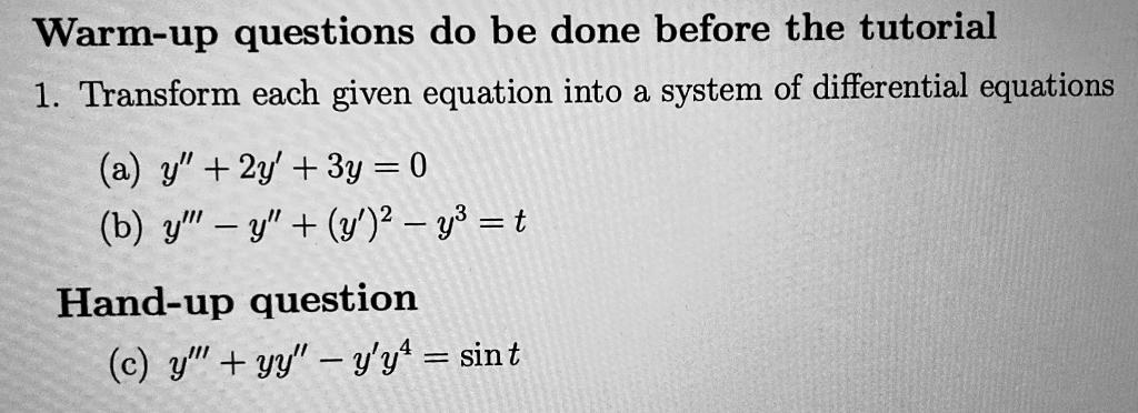 Solved Warm-up questions do be done before the tutorial 1. | Chegg.com