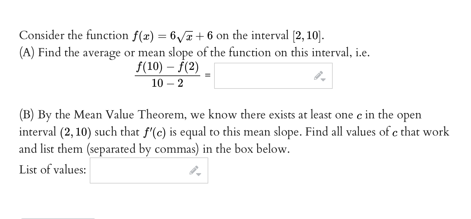 Solved Consider the function f(x)=6x+6 on the interval | Chegg.com