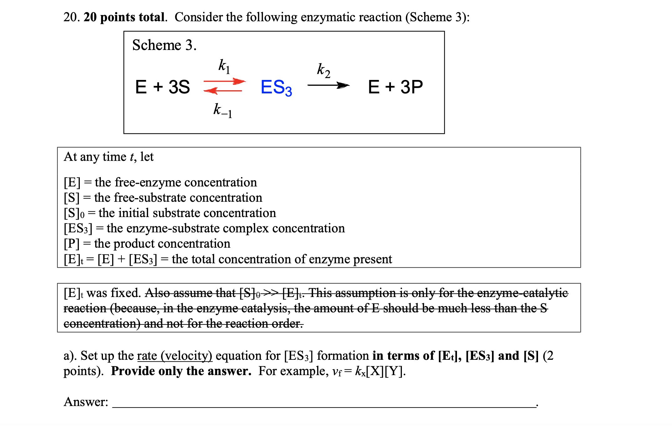 Solved 20 ﻿points total. Consider the following enzymatic | Chegg.com