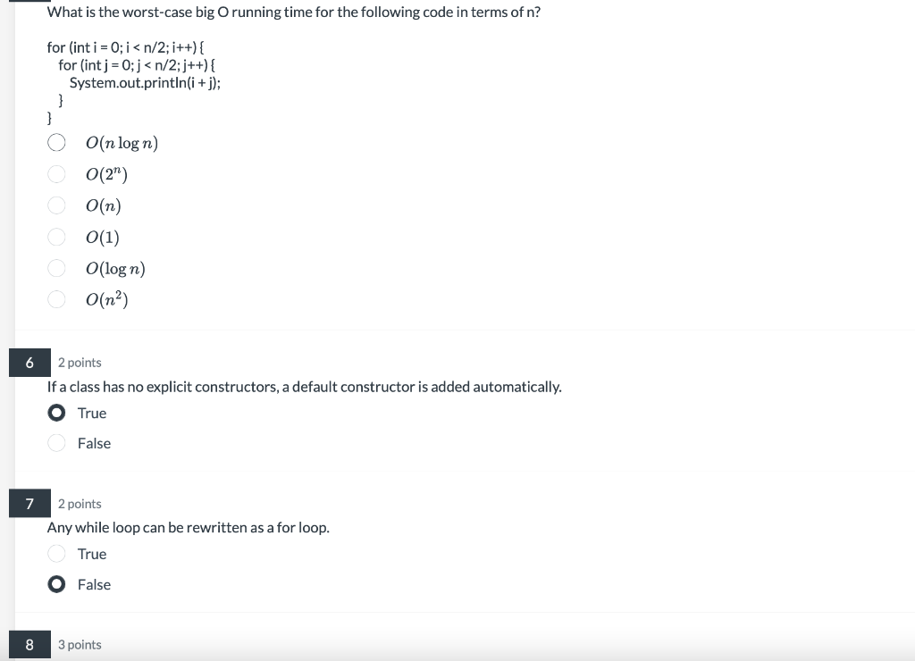 Solved What is the worst-case big O running time for the | Chegg.com