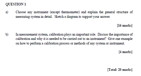 Solved QUESTION 1 Choose any instrument (except thermometer) | Chegg.com