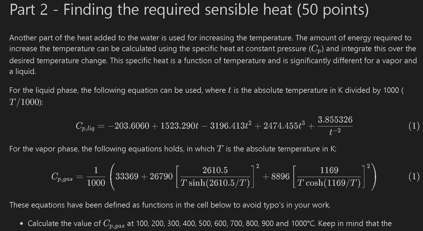 Part 2 - Finding the required sensible heat (50 | Chegg.com