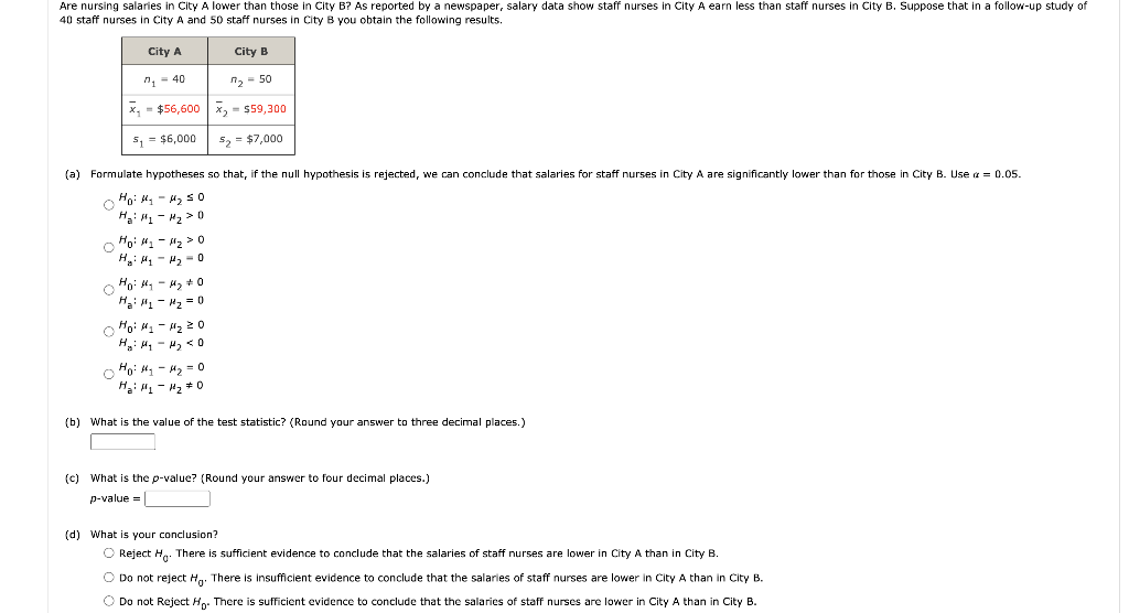 Solved A Formulate Hypotheses So That If The Null 