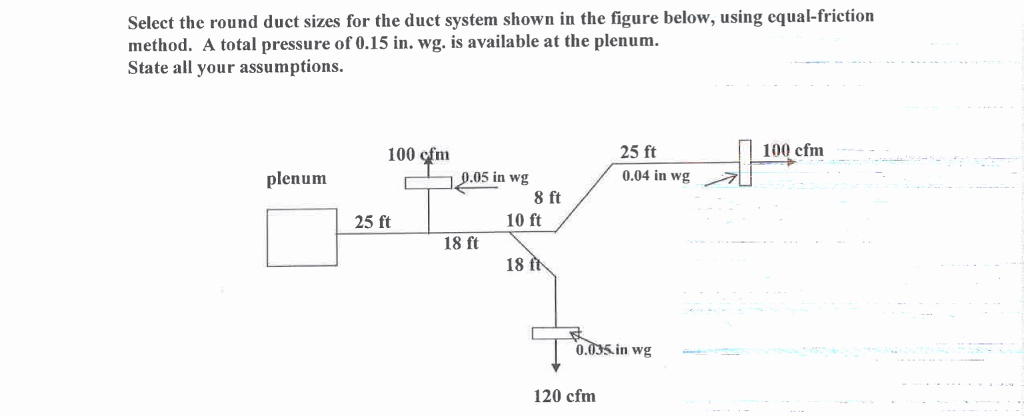 Select The Round Duct Sizes For The Duct System Shown