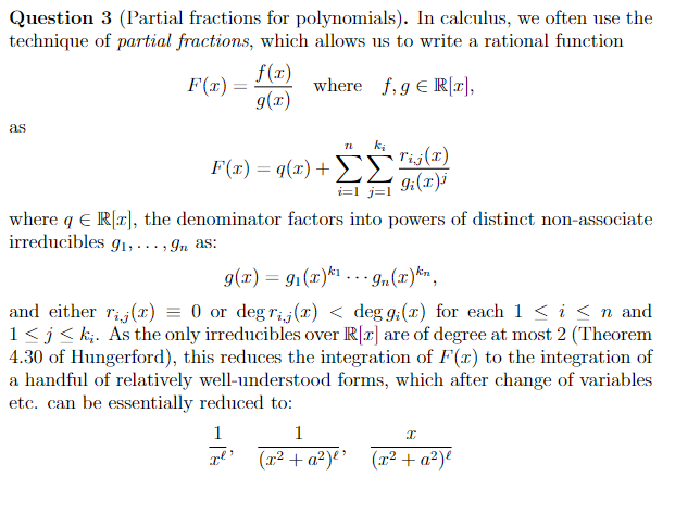 Solved Question 3 (Partial fractions for polynomials). In | Chegg.com