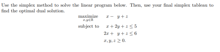 Solved 1.YER Use the simplex method to solve the linear | Chegg.com