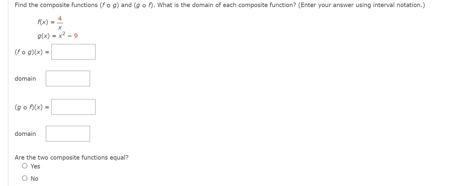 Solved Find the composite functions (f o g) and (g o f). | Chegg.com