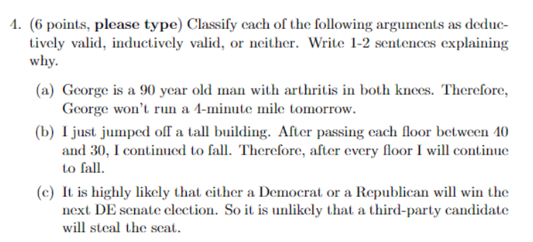 4. (6 points, please type) Classify each of the | Chegg.com