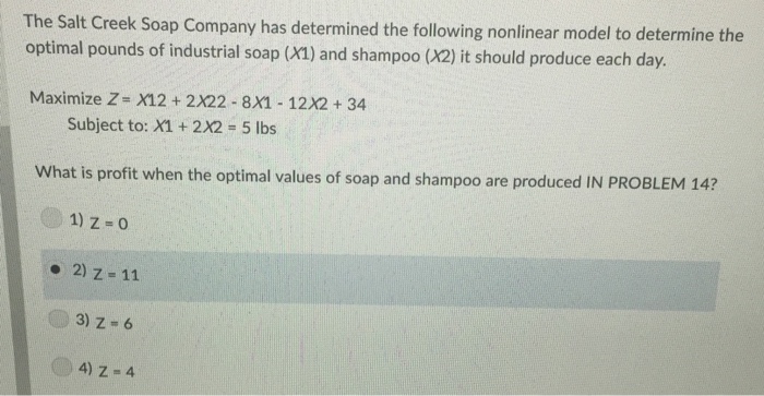 Solved The Salt Creek Soap Company has determined the | Chegg.com