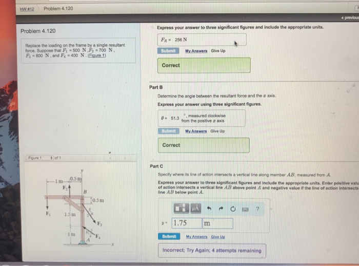 Solved HW #12 Problem 4.120 r previous Express your answer | Chegg.com