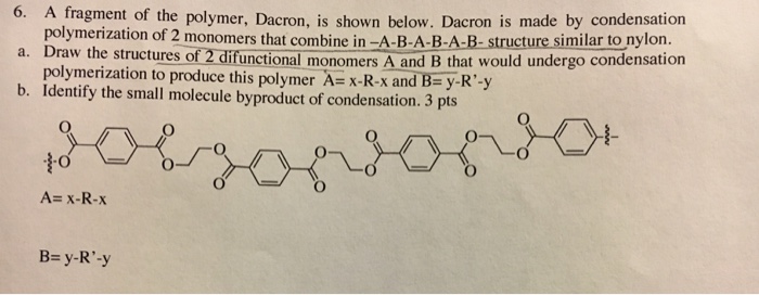 Solved A fragment of the polymer, Dacron, is shown below. | Chegg.com
