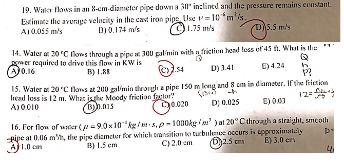 Solved 19. Water flows i a 8-cm-diameter pipe down a 30" | Chegg.com