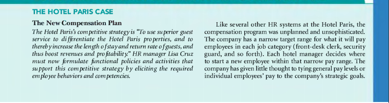 Solved THE HOTEL PARIS CASE The New Compensation Plan The | Chegg.com