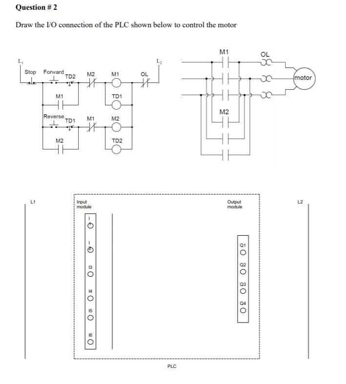 Solved Question #2 Draw the I/O connection of the PLC shown | Chegg.com