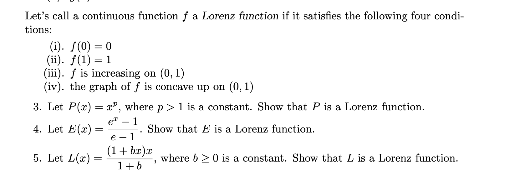 Solved Let's call a continuous function f a Lorenz function | Chegg.com