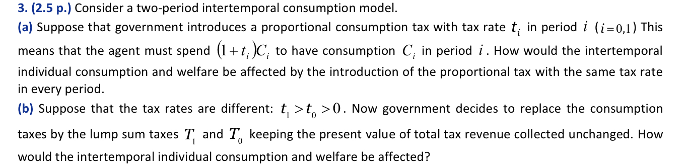 Solved 3. (2.5 p.) Consider a two-period intertemporal | Chegg.com