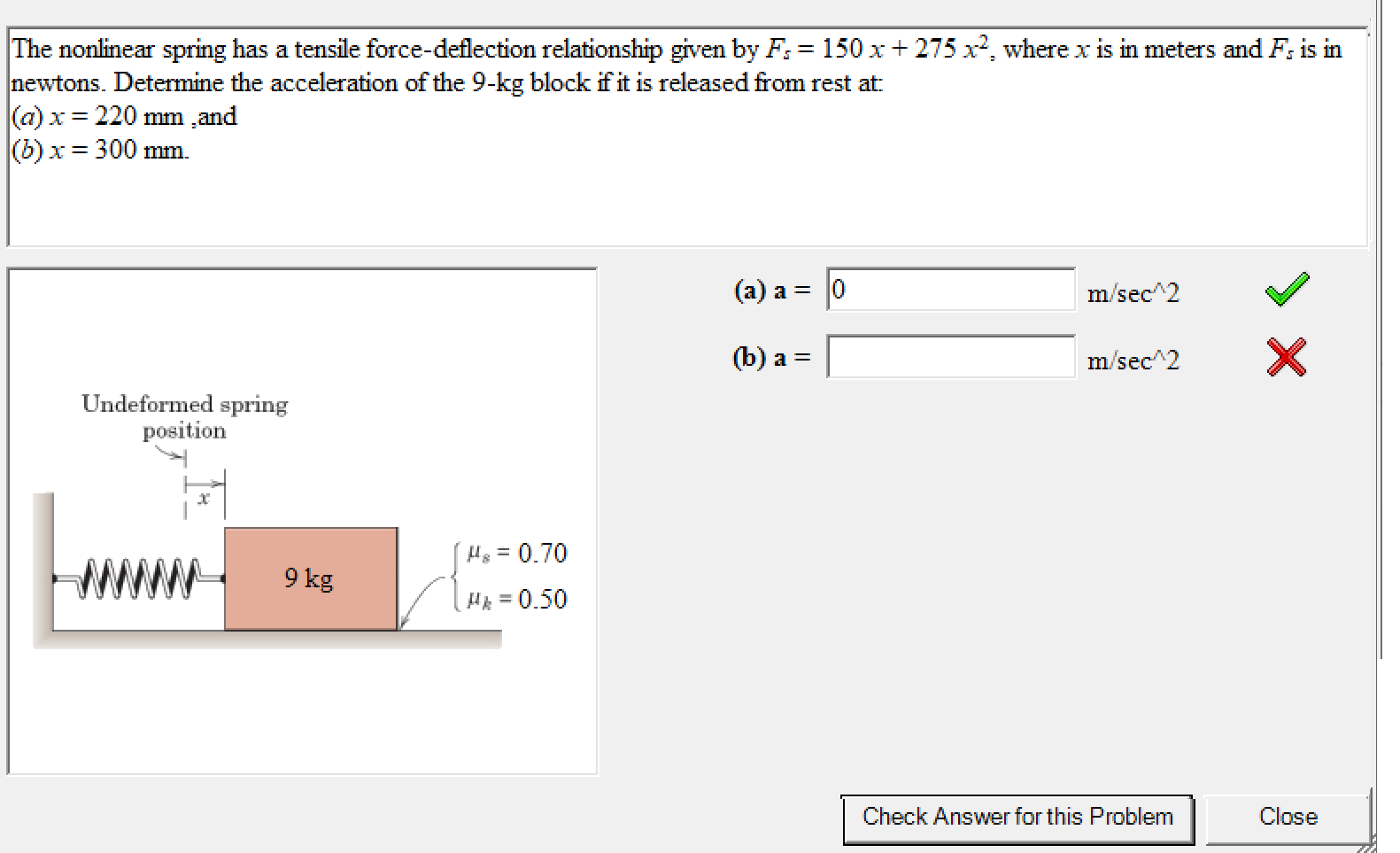 Solved The nonlinear spring has a tensile force-deflection | Chegg.com