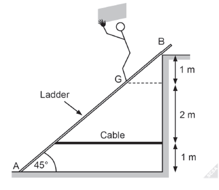 Solved Workers at an ice skating venue use a ladder to fix a | Chegg.com