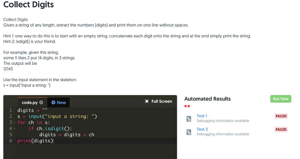Solved Collect Digits Collect Digits Given A String Of Any