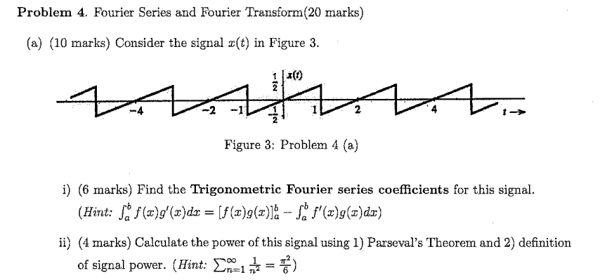 Solved Problem 4. Fourier Series and Fourier Transform (20 | Chegg.com
