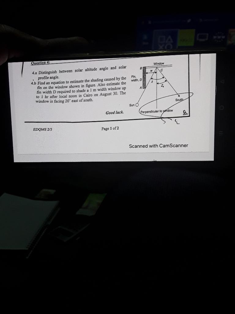 Solved find an equation to estimate the shading caused by | Chegg.com