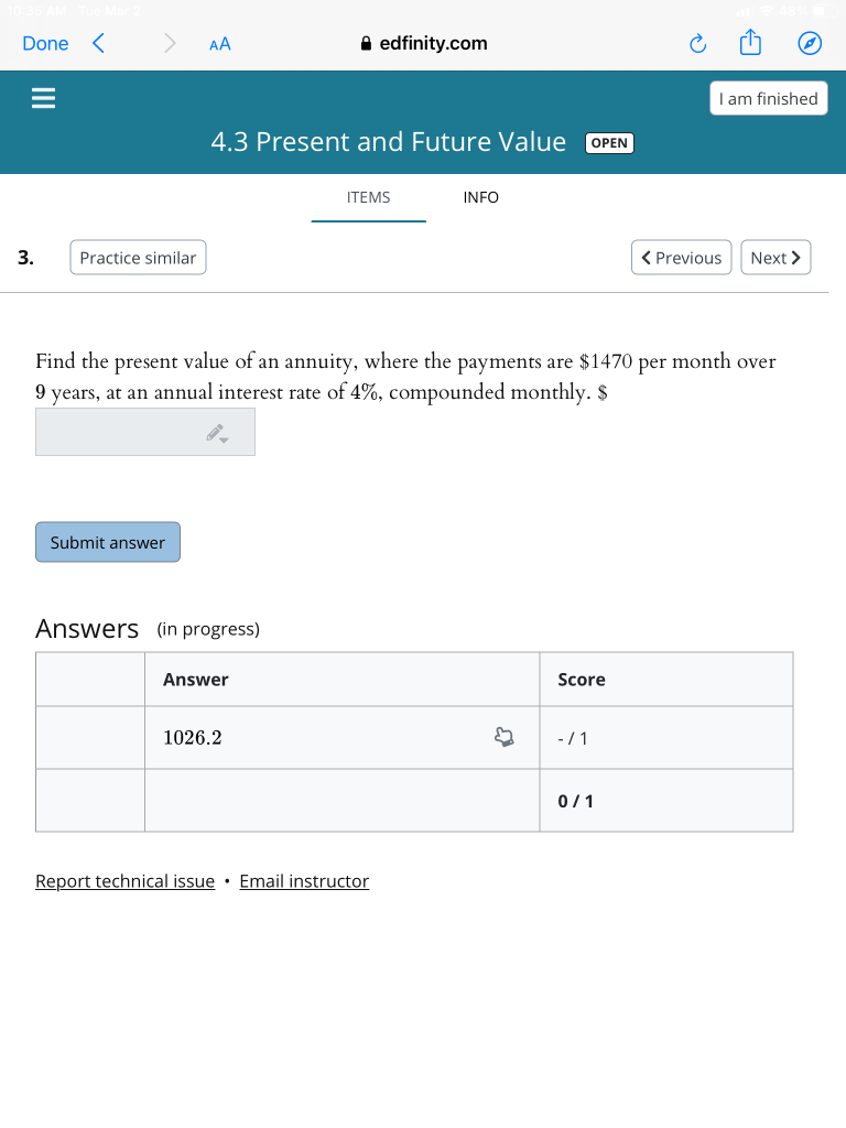 Solved Done AA edfinity.com I am finished 4.3 Present and | Chegg.com
