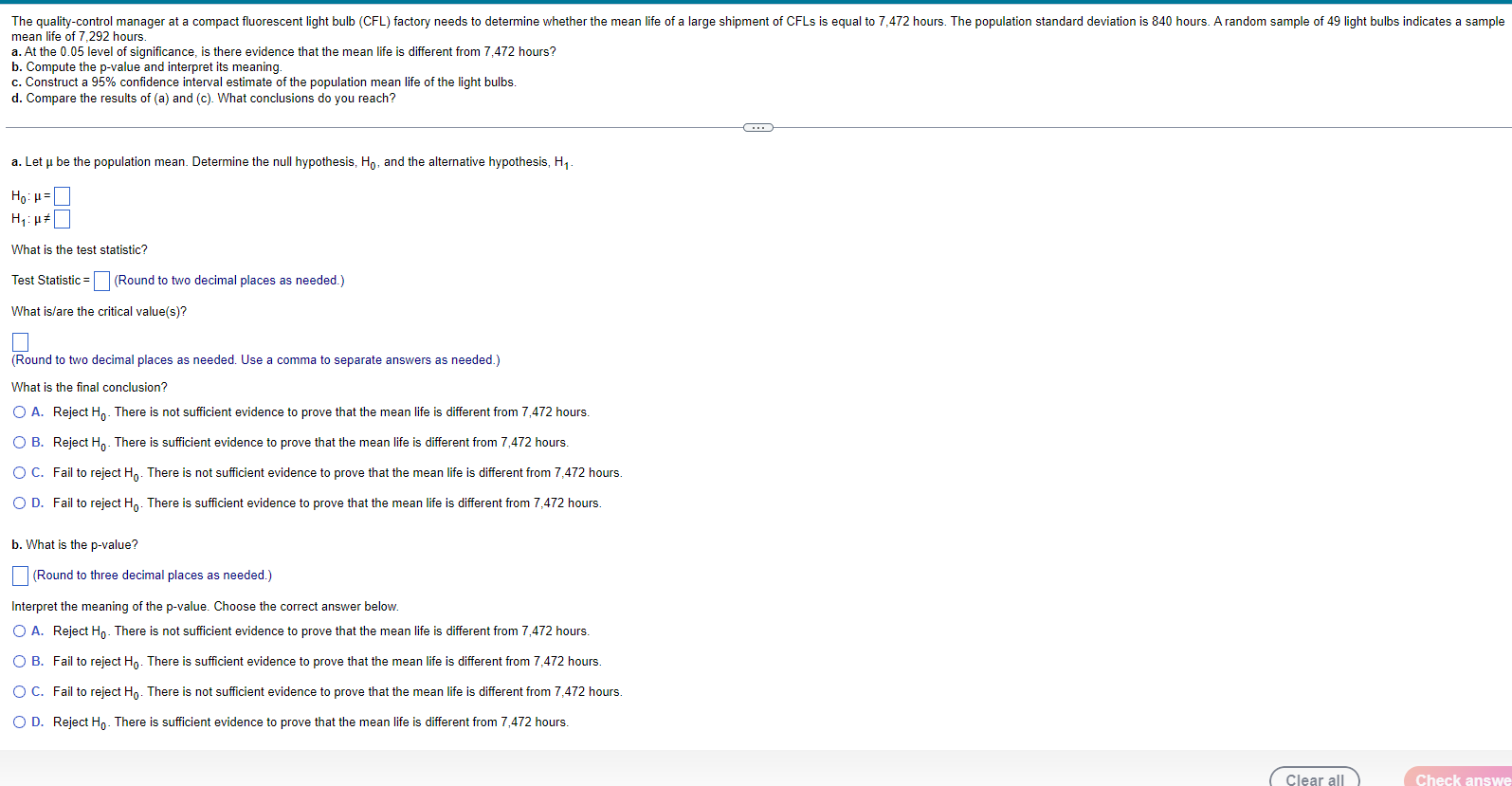 Solved c. Construct a 95% confidence interval estimate of | Chegg.com