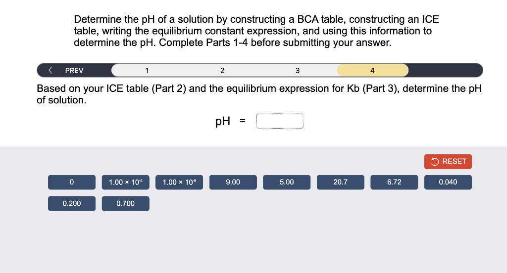 Solved Determine the pH of a solution by constructing a BCA | Chegg.com