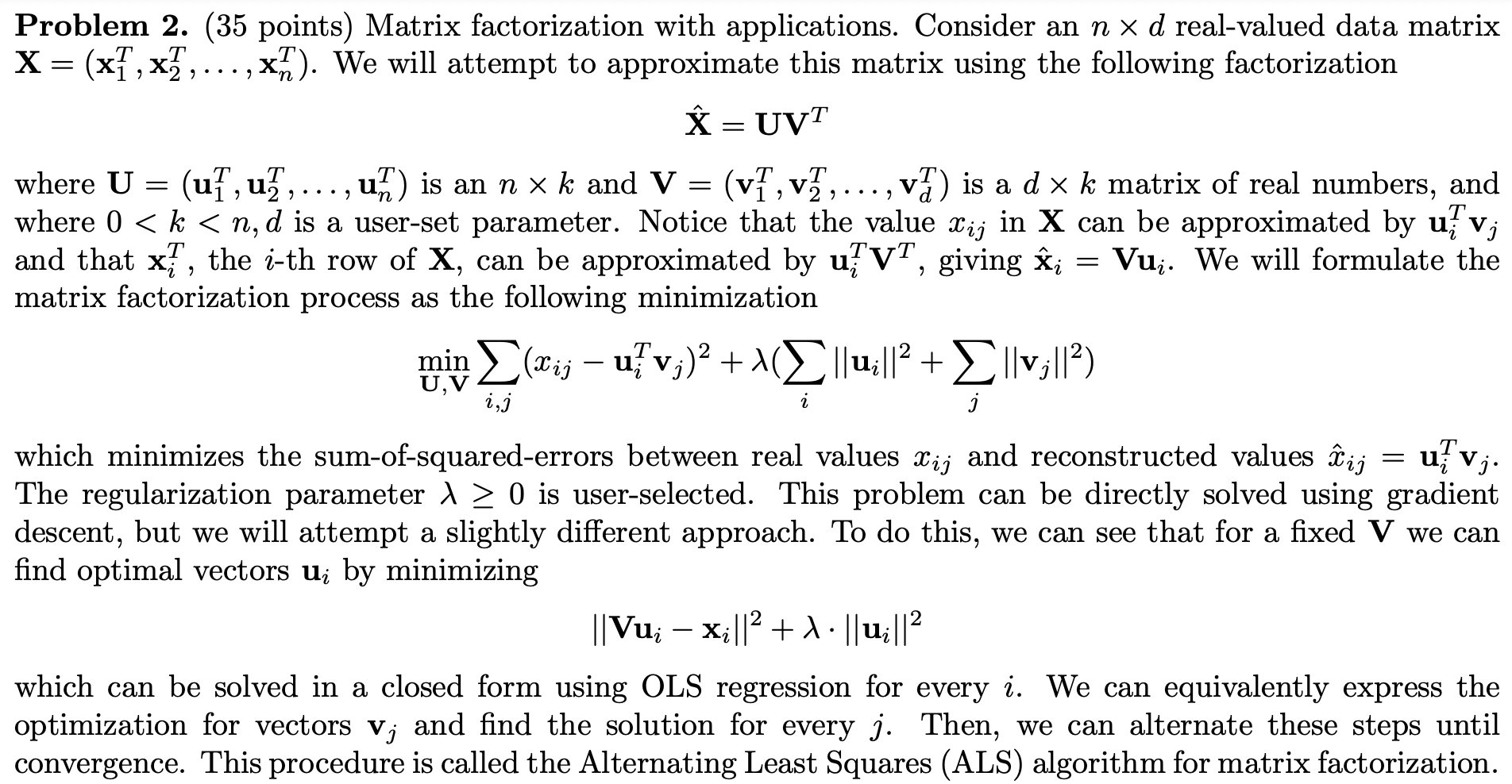Problem 2. (35 points) Matrix factorization with | Chegg.com