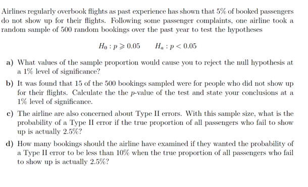 Solved Airlines regularly overbook flights as past | Chegg.com