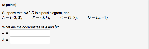 Solved (2 points) Suppose that ABCD is a parallelogram, and | Chegg.com