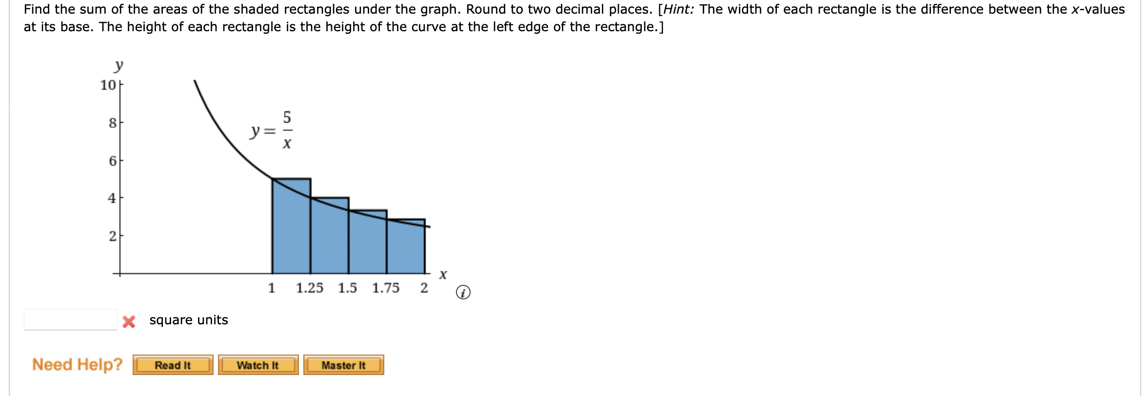 Solved Find the sum of the areas of the shaded rectangles | Chegg.com