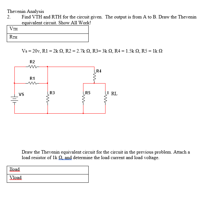 Solved Thevenin Analysis 2. Find VTH and RTH for the circuit | Chegg.com