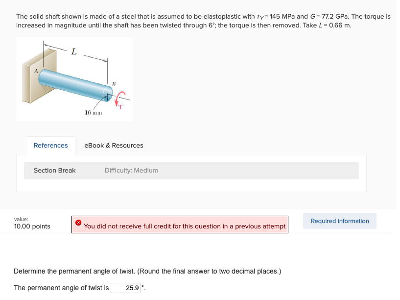 Solved The solid shaft shown is made of a steel that is | Chegg.com