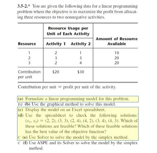 Solved 3.5-2.* You are given the following data for a linear | Chegg.com