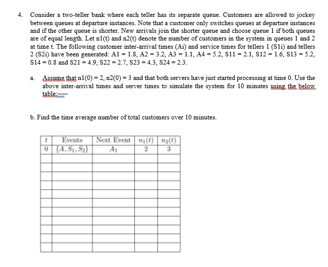 Solved Consider a two-teller bank where each teller has its | Chegg.com