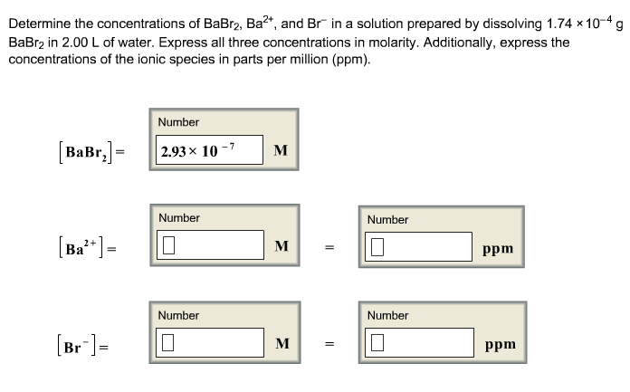 Solved Determine the concentrations of BaBr2, Ba2, and Br in | Chegg.com