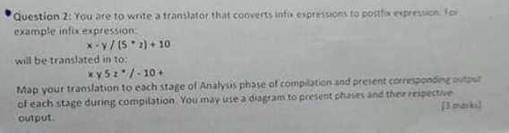 Solved Question 2: You are to write a translator that | Chegg.com
