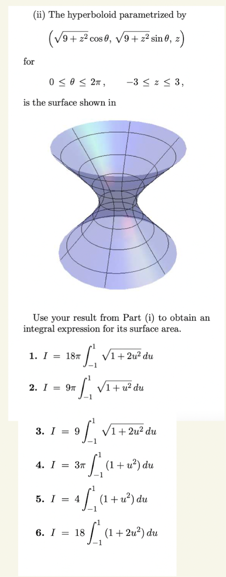 Solved (i) The one-sheeted hyperboloid x2 + y2 – 22 = R2 is | Chegg.com