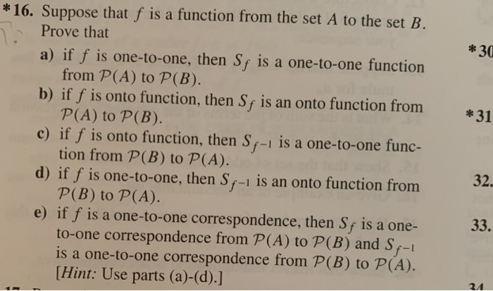 Solved *16. Suppose that f is a function from the set A to | Chegg.com