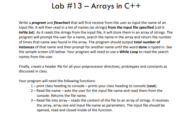 Solved Lab #13 – Arrays in C++ Write a program and flowchart | Chegg.com