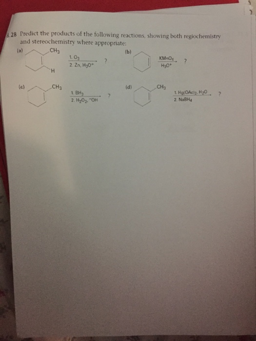 Solved 3.28 Predict the products of the following reactions, | Chegg.com